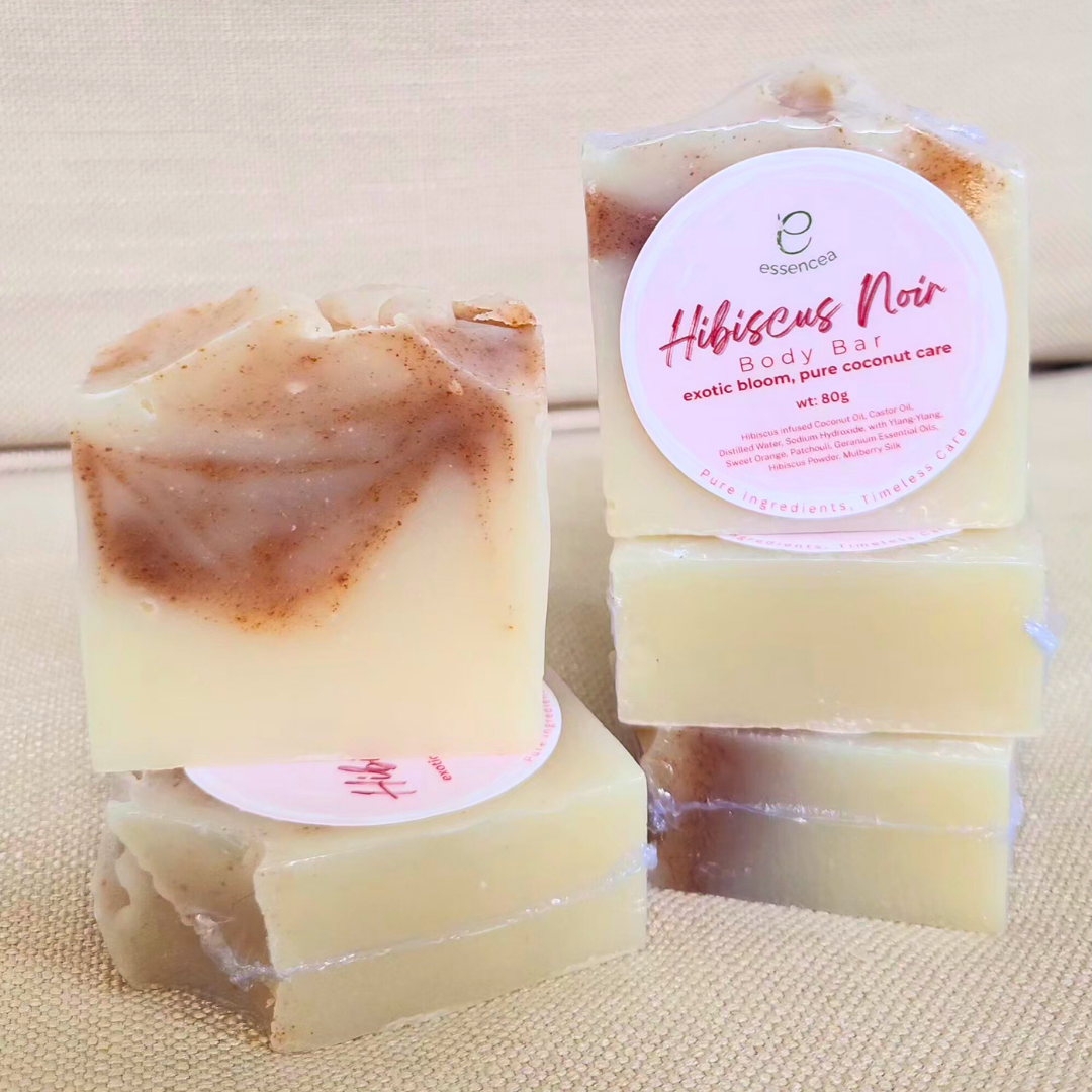Essencea Hibiscus Noir Face and Body Bar 80g | Pure Coconut Oil Soap w ...
