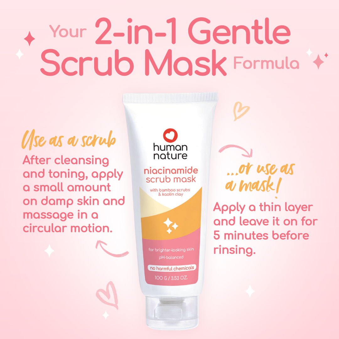 Human Nature Niacinamide Scrub Mask With Bamboo Scrubs & Kaolin Clay 1 ...