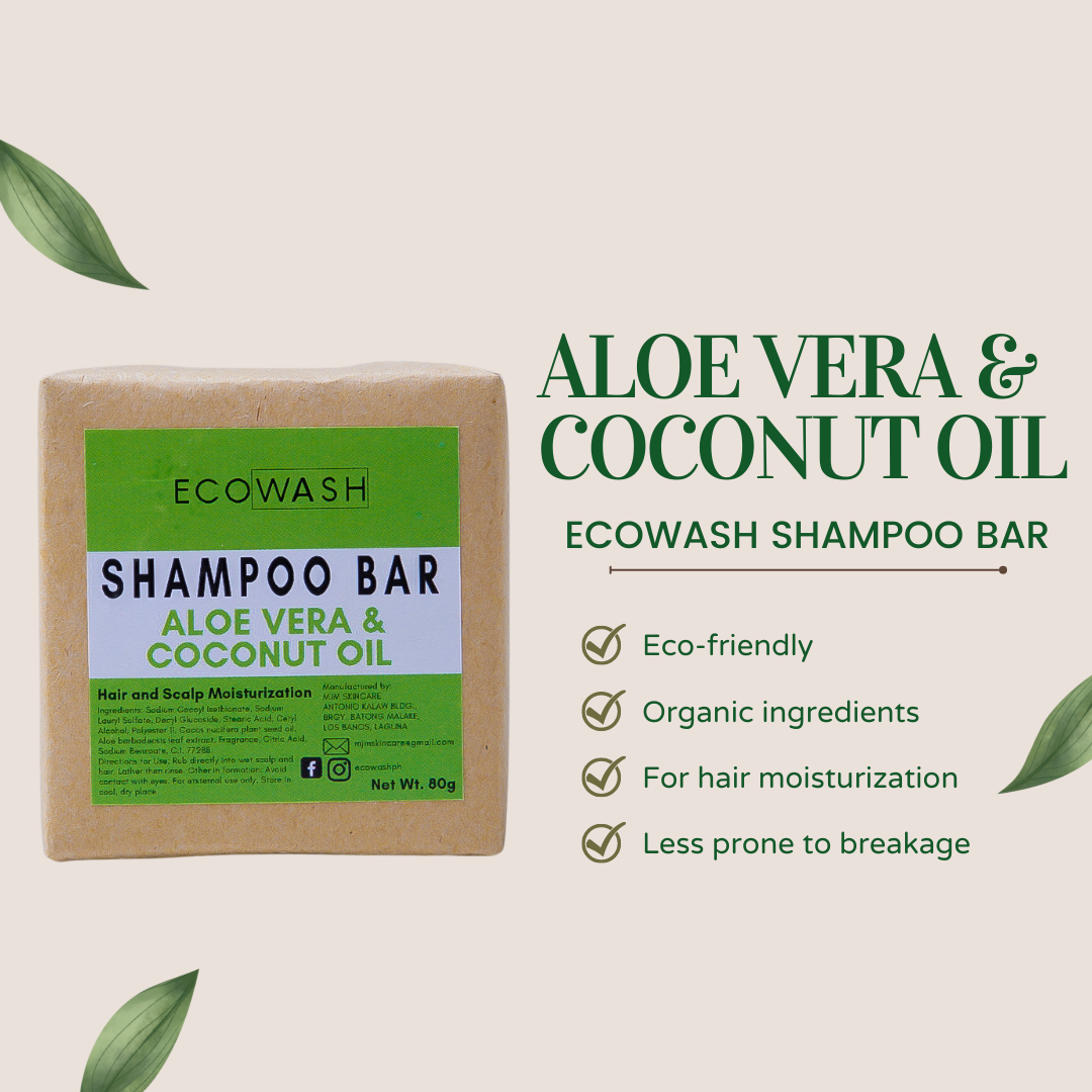 Ecowash Aloe Vera and Coconut Oil Shampoo Bar for Hair and Scalp Moist ...